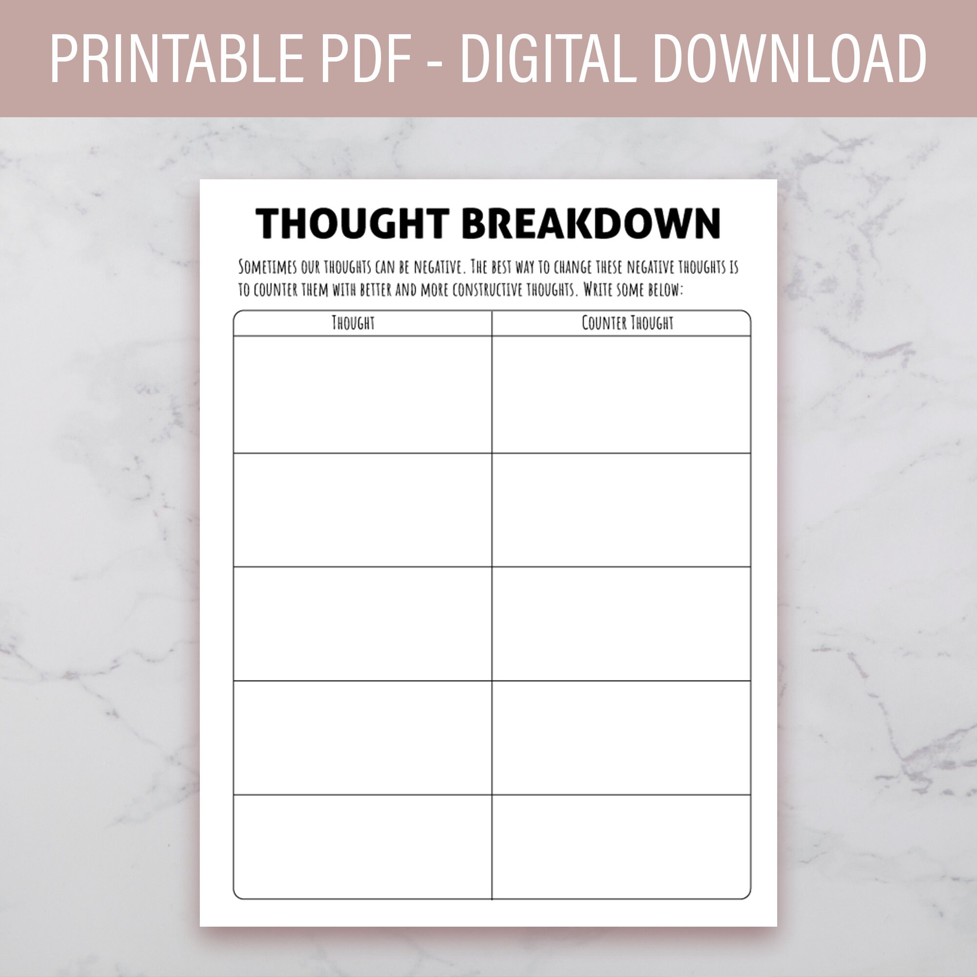 Mood Tracker Printable PDF Worksheet Mental Health Journal Sheet Self ...