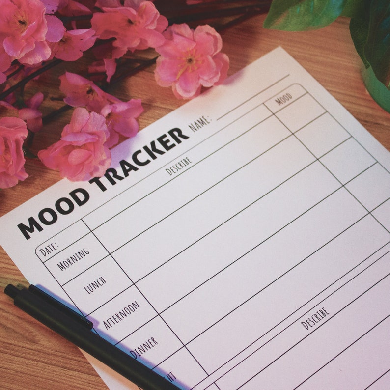 Mood Tracker Printable PDF Worksheet Mental Health Journal Sheet Self ...