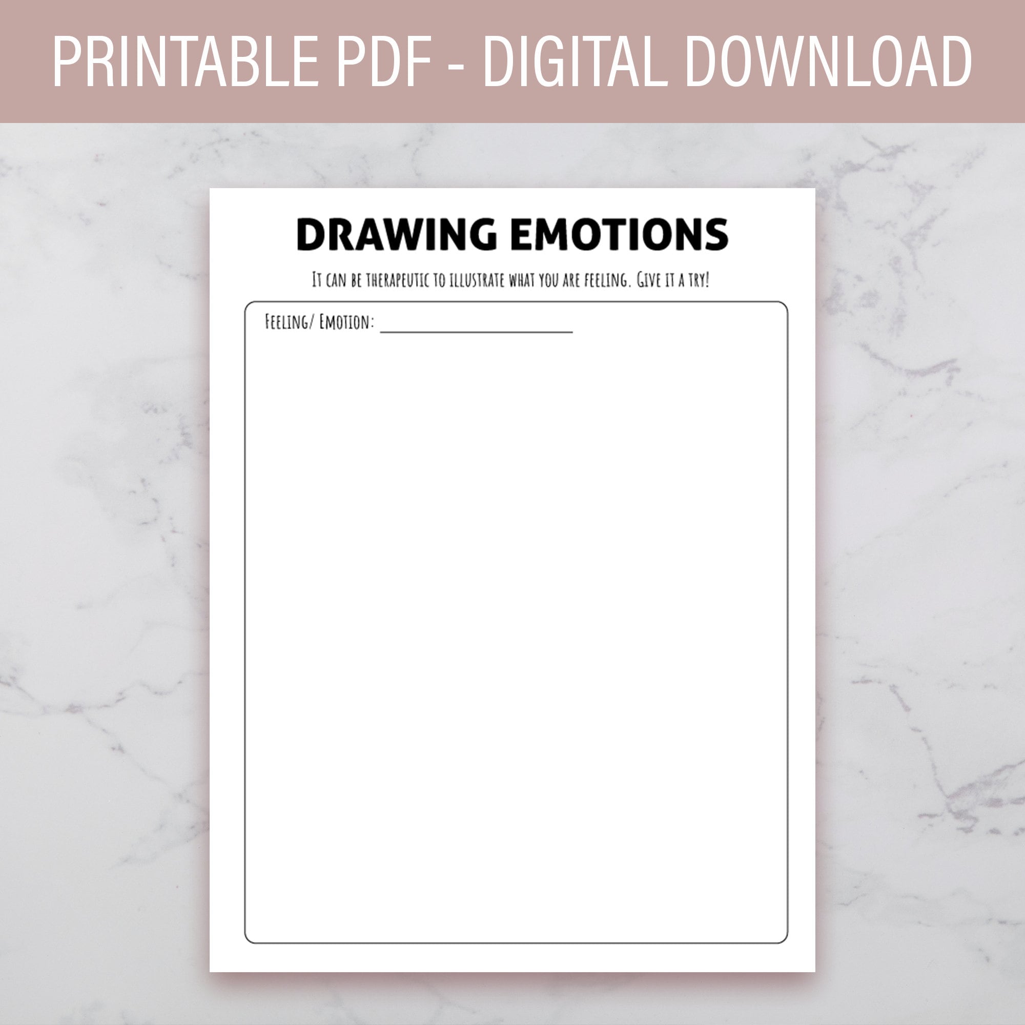 Drawing Emotions Printable PDF Worksheet Mental Health Journal Sheet ...