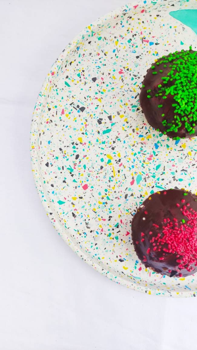 Terrazzo Style 25 Cm. Round Tray Coffee Table Tray Dining - Etsy