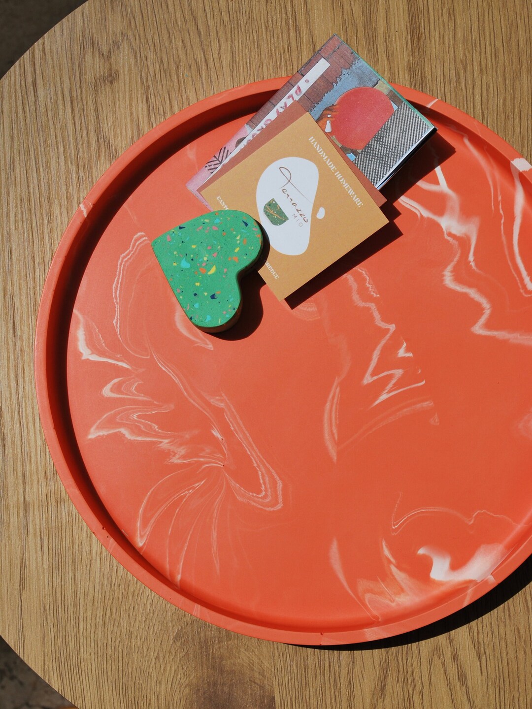 Large Marbling Round Tray | Modern Home Decor | Statement Serving Tray ...