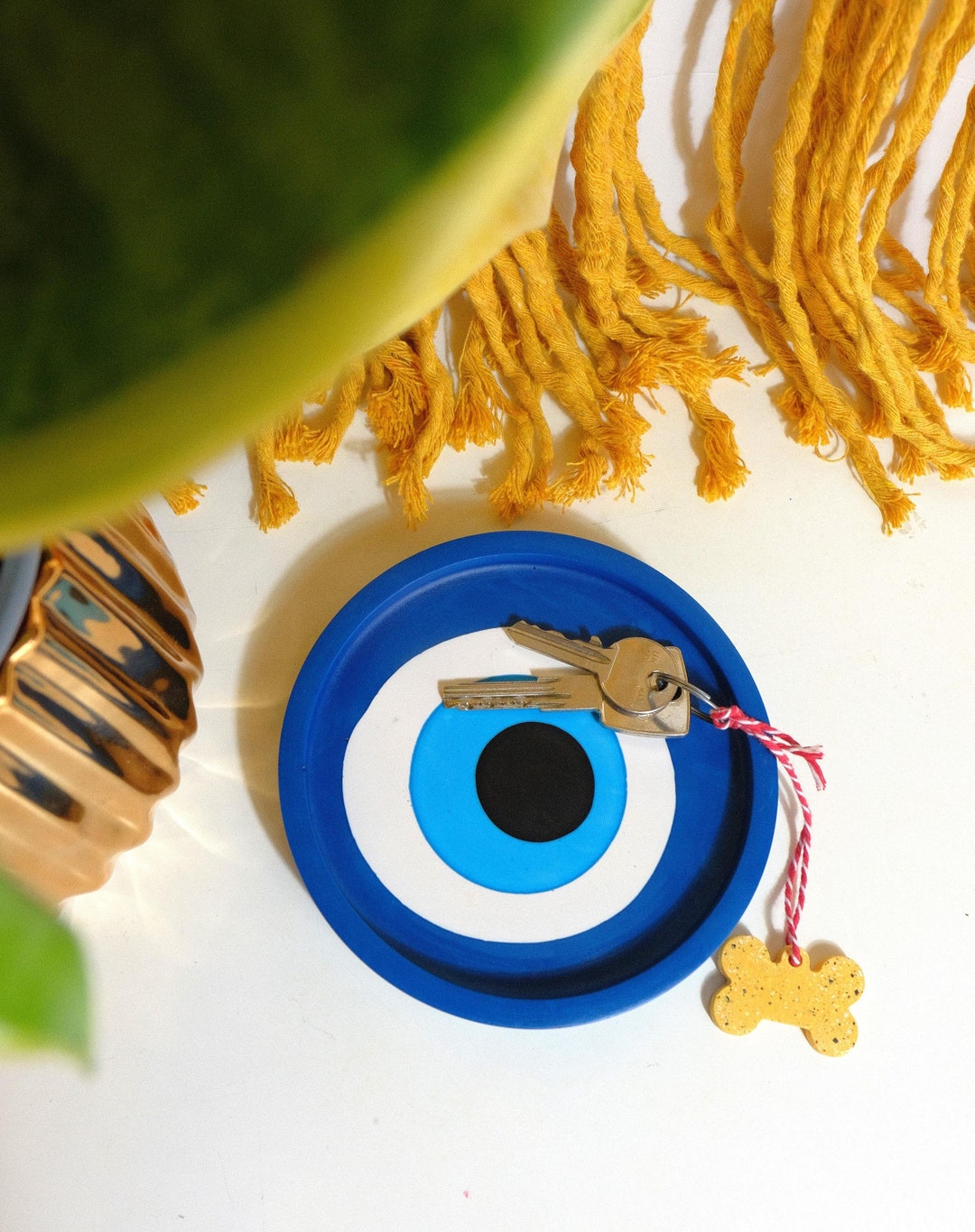 Evil Eye Trinket Tray: Handmade Jesmonite Key & Jewelry Dish - Etsy