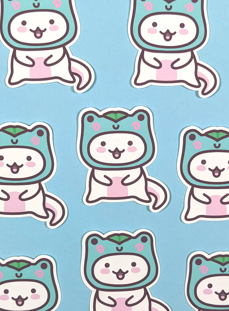 Cute Axolotl Frog Sticker Kawaii Vinyl Sticker Bullet - Etsy