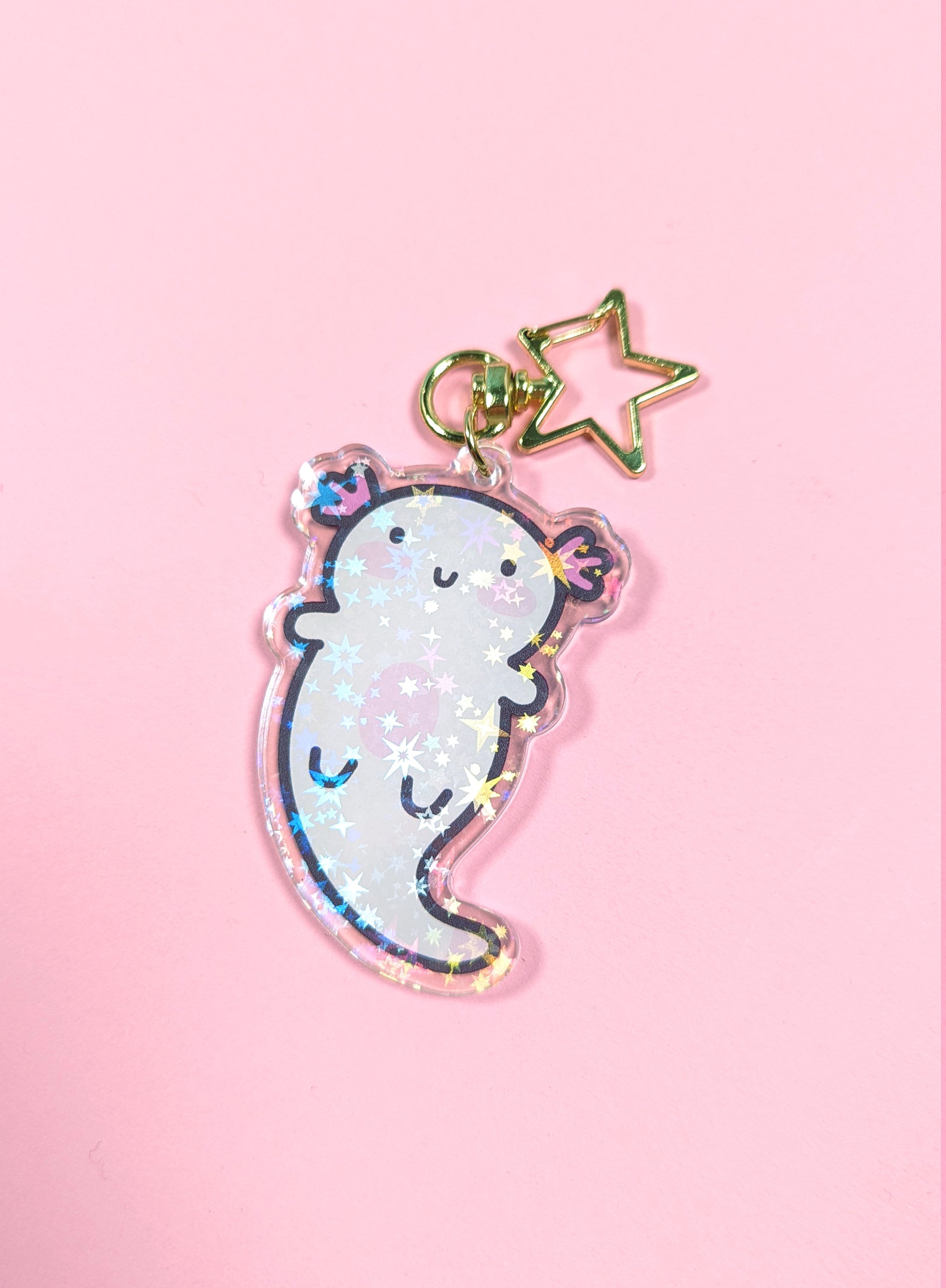 Axolotl Keychain Holographic Stars Cute Animal Keychain - Etsy