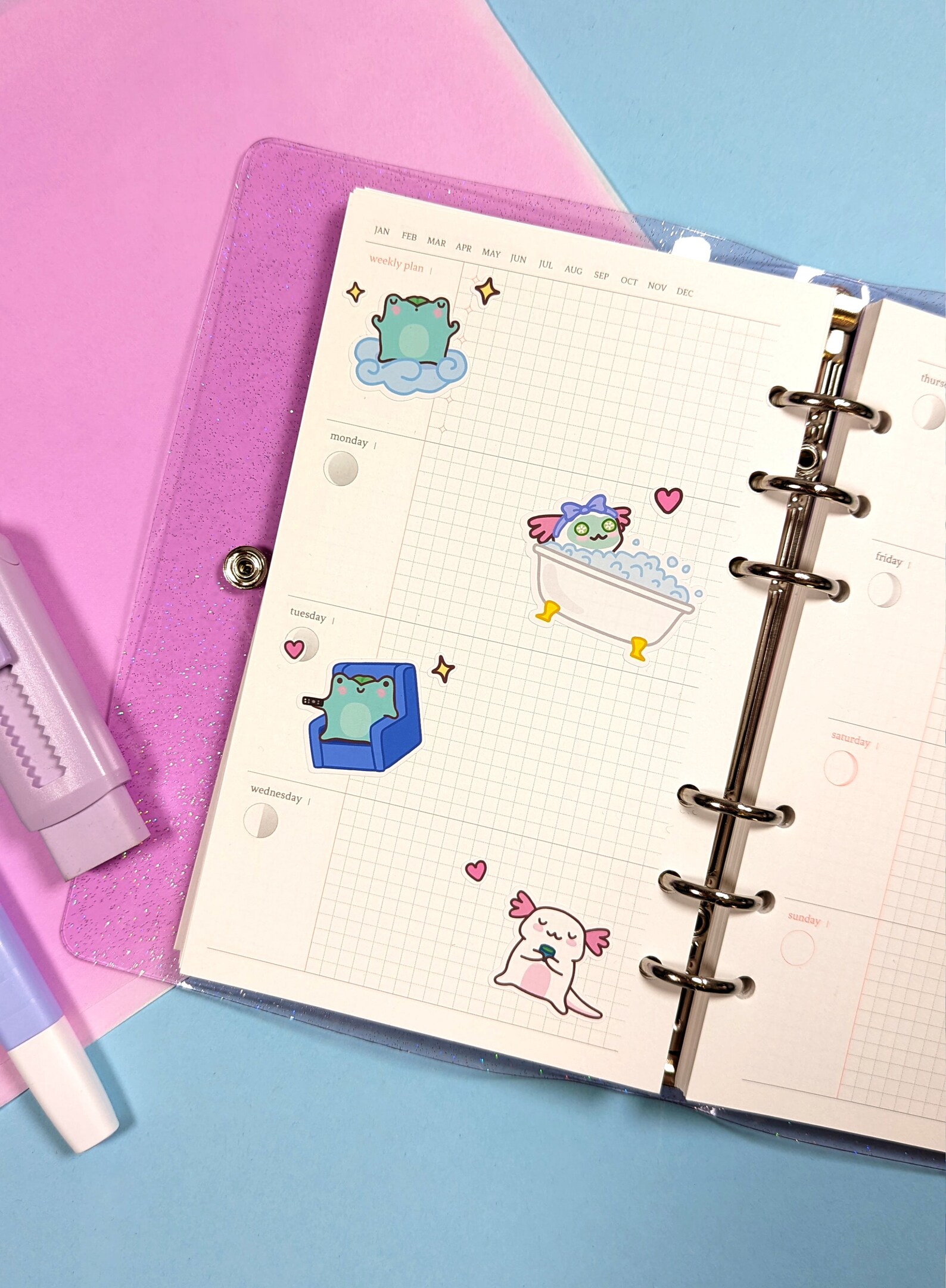 Axolotl Frog Sticker Sheet Kawaii Bullet Journal Sticker - Etsy