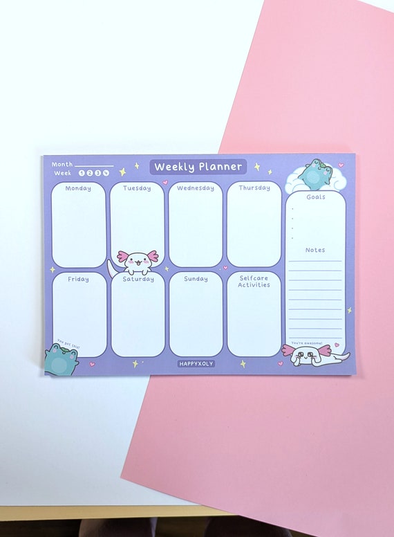 Weekly Planner Kawaii to Do List Cute Notepad DIN A4 - Etsy