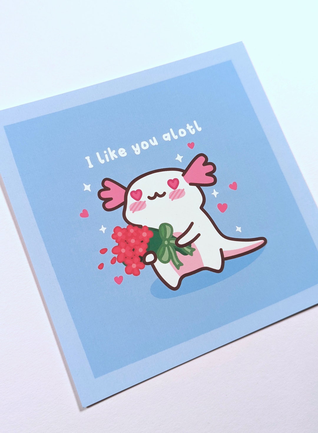 Axolotl Art Print Animal Postcard Square Card Greeting Card - Etsy