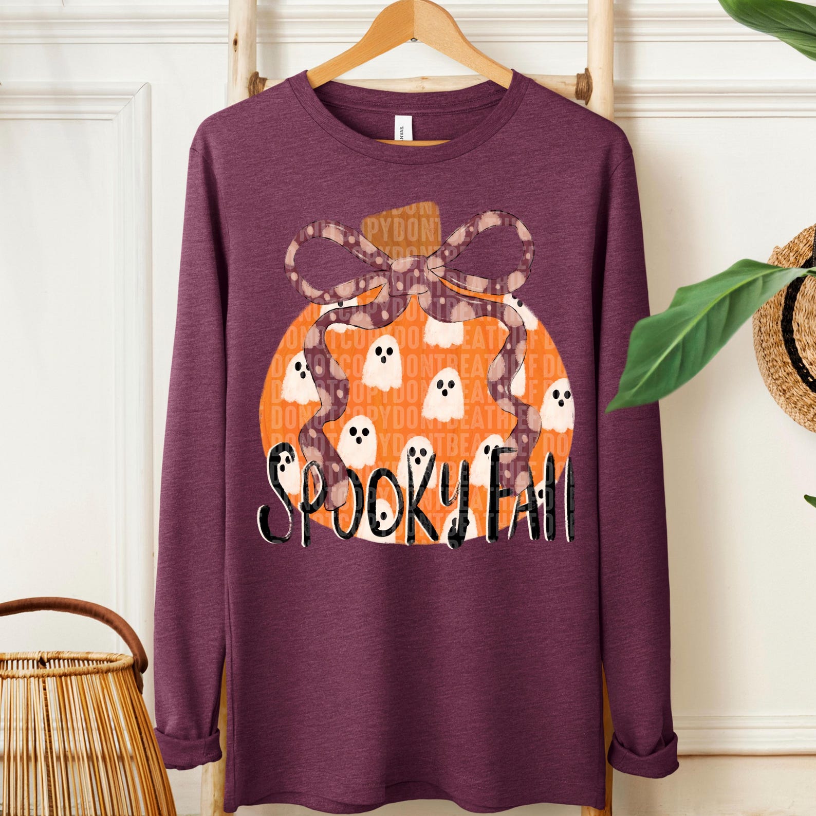 Spooky Fall PNG | Pumpkin, Ghost, Ghosts, Painted, Hand Drawn, Bow ...