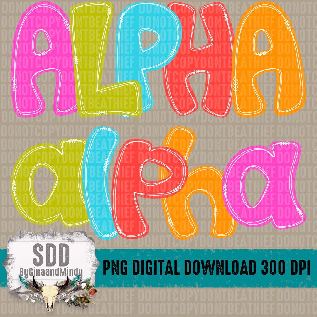 Jolliest Doodle Alpha PNG Bundle Set | Doodle Letters, Letter, Doodles ...