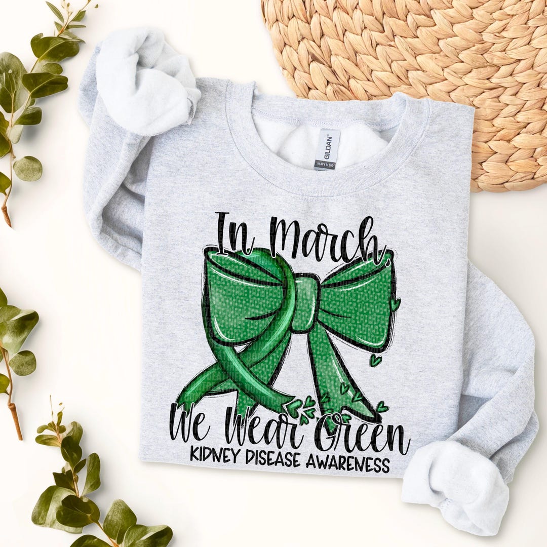 Kidney Disease PNG | Trendy, Bow, Ribbon, March, Cause, Bundle, Green ...