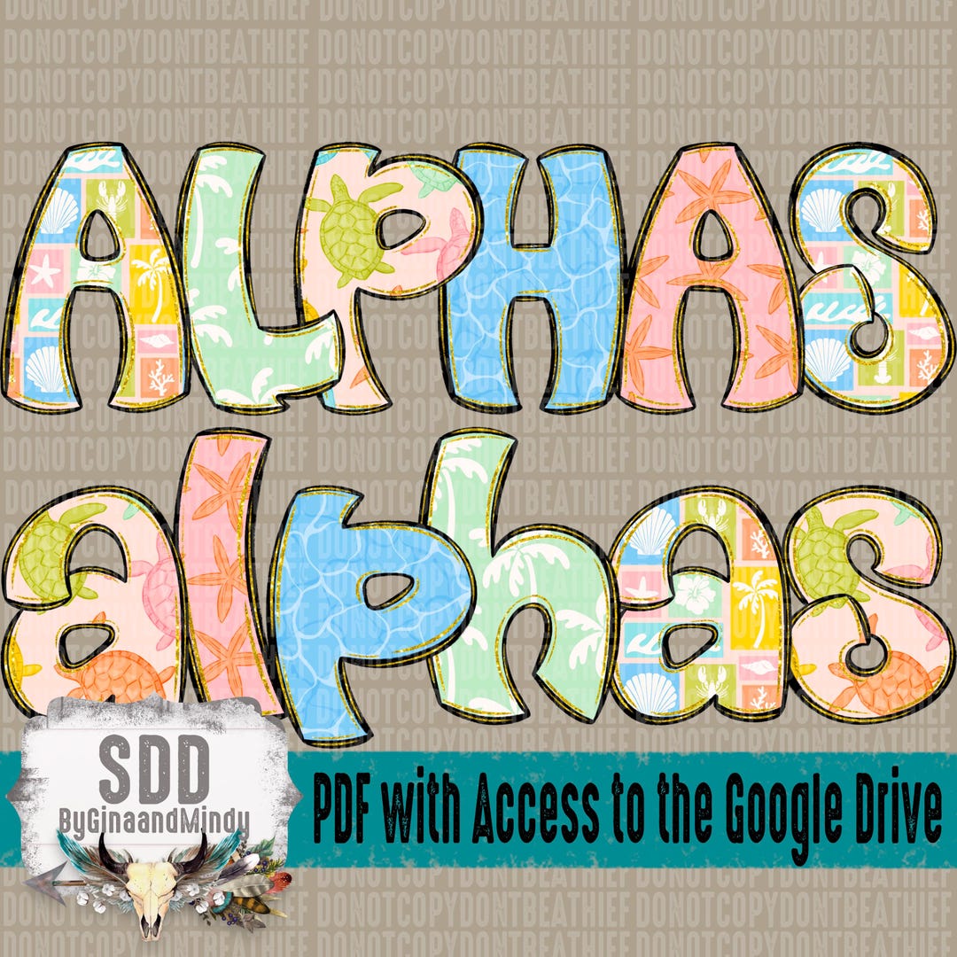 Doodle Alpha PNG Bundle Set | Doodle Letters, Summer, Turtle, Water ...