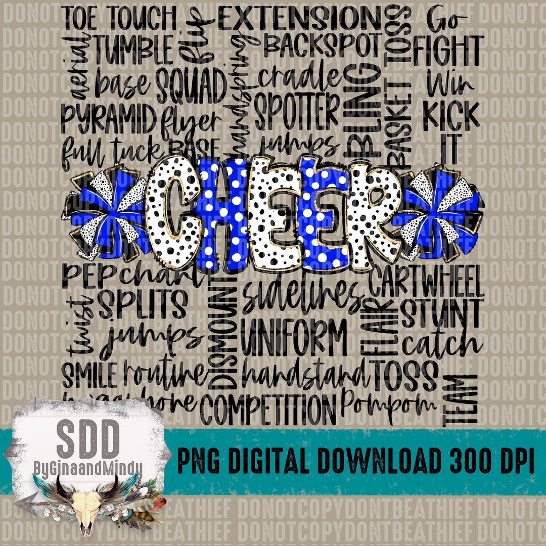 Cheer Doodle Word Art PNG Bundle School, Spirit, Dots, Cheerleader ...