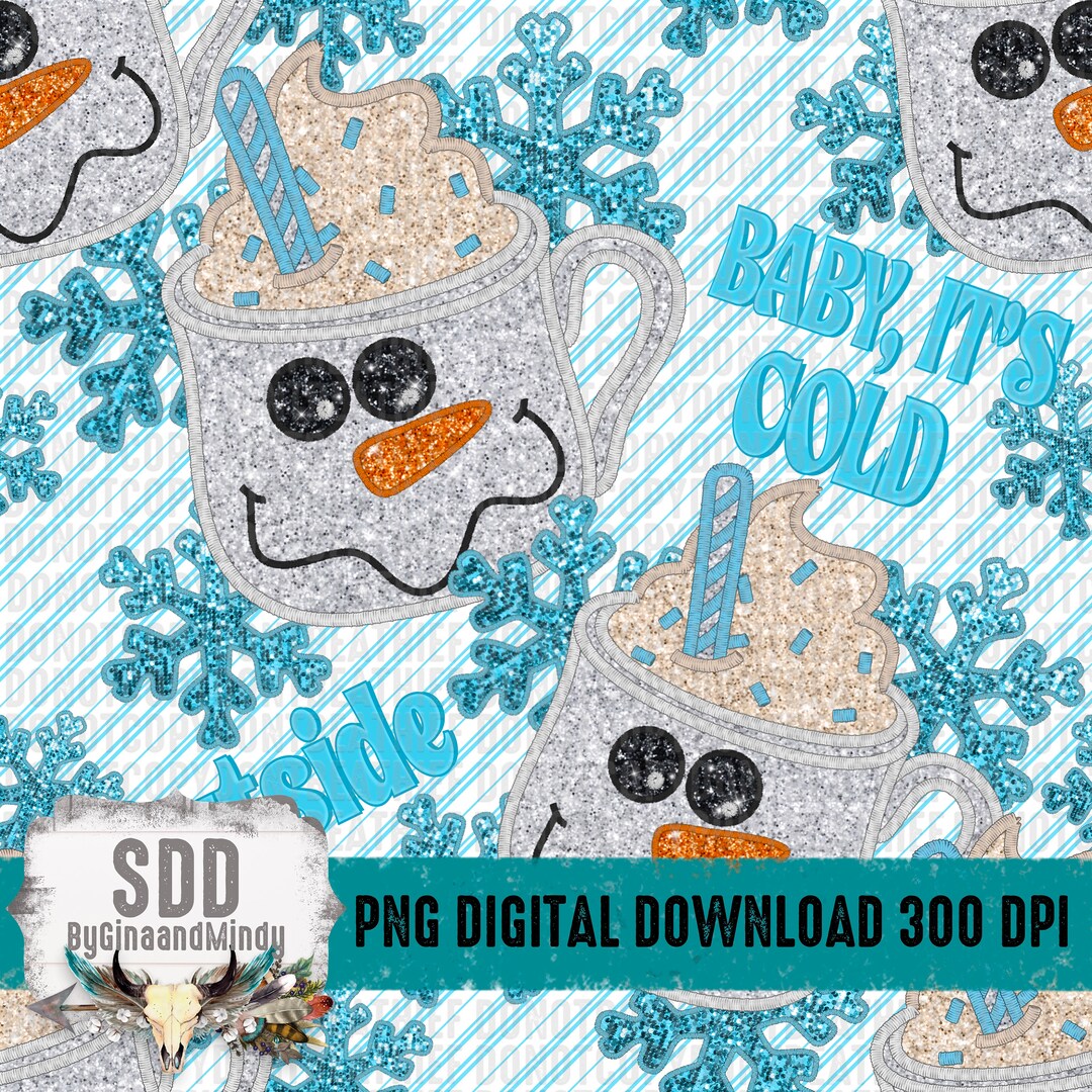 Cold Outside Snowman Mug PNG, Background, Winter, Glitter, Sparkles ...