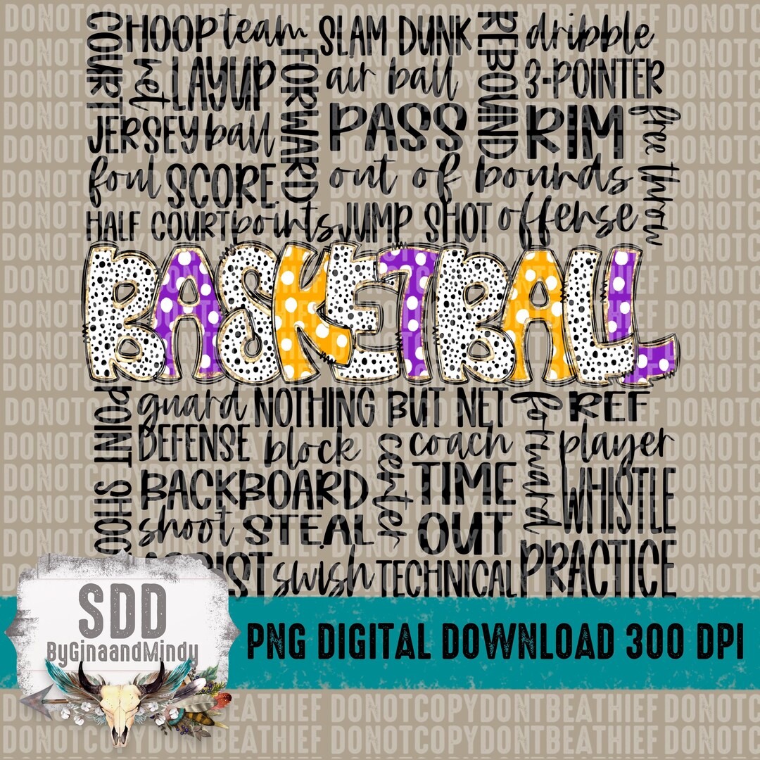 Basketball Doodle Words PNG | Ball, Net, Hoop, Sport, Glitter, Dots ...