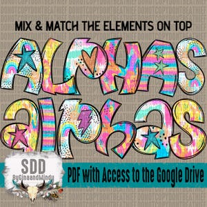 Doodle Alpha PNG Bundle Set | Doodle Letters, Summer, Abstract, Neon ...