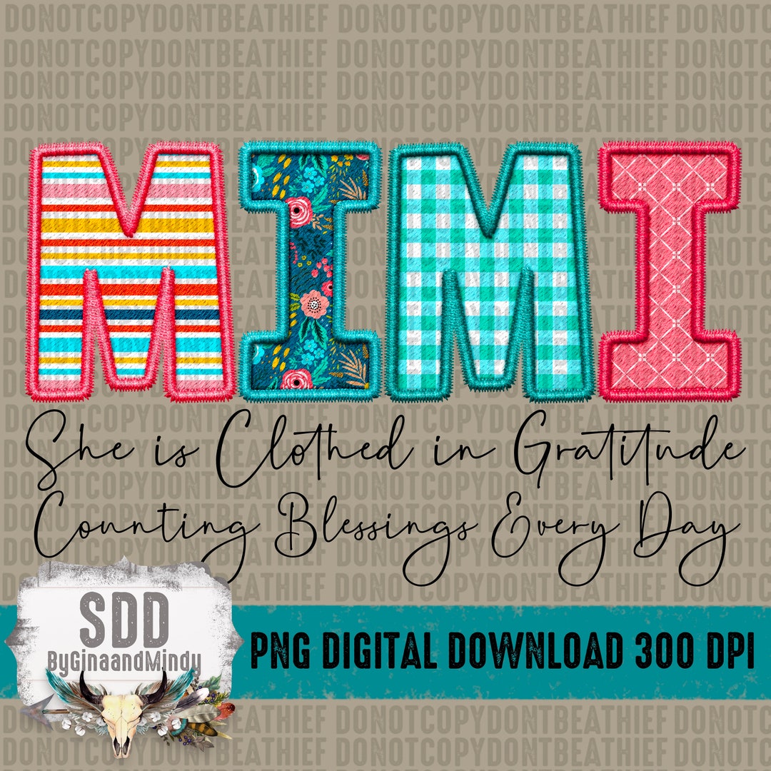 Mimi PNG | | Faux Embroidery, Gratitude, Blessings, Spring, Floral ...