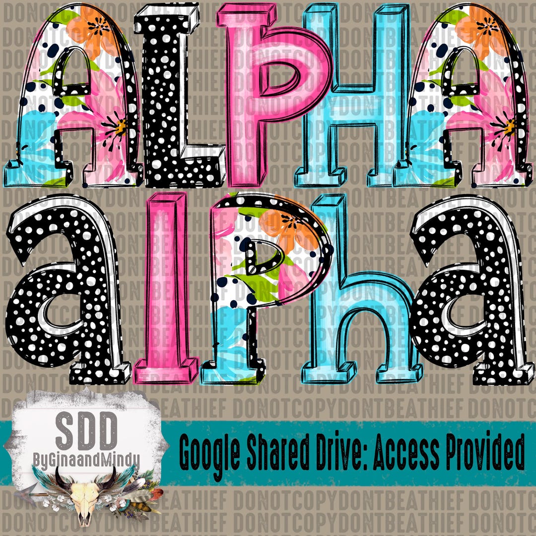 Spring Floral Blocks Doodle Alpha PNG Bundle Set | Doodle Letters, Dots ...