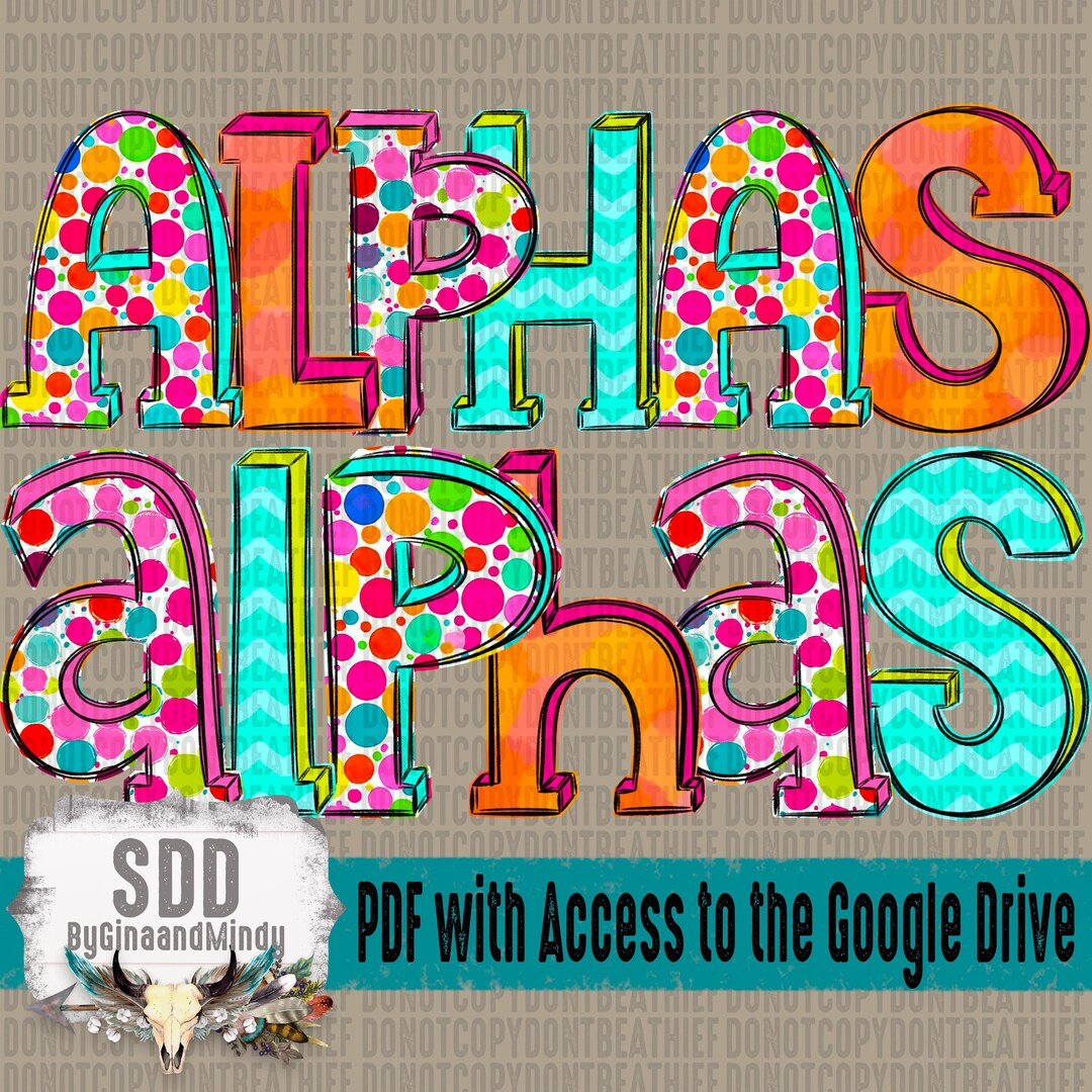 Polka Pop Doodle Alpha PNG Bundle Set | Doodle Letters, Dots, Doodles ...