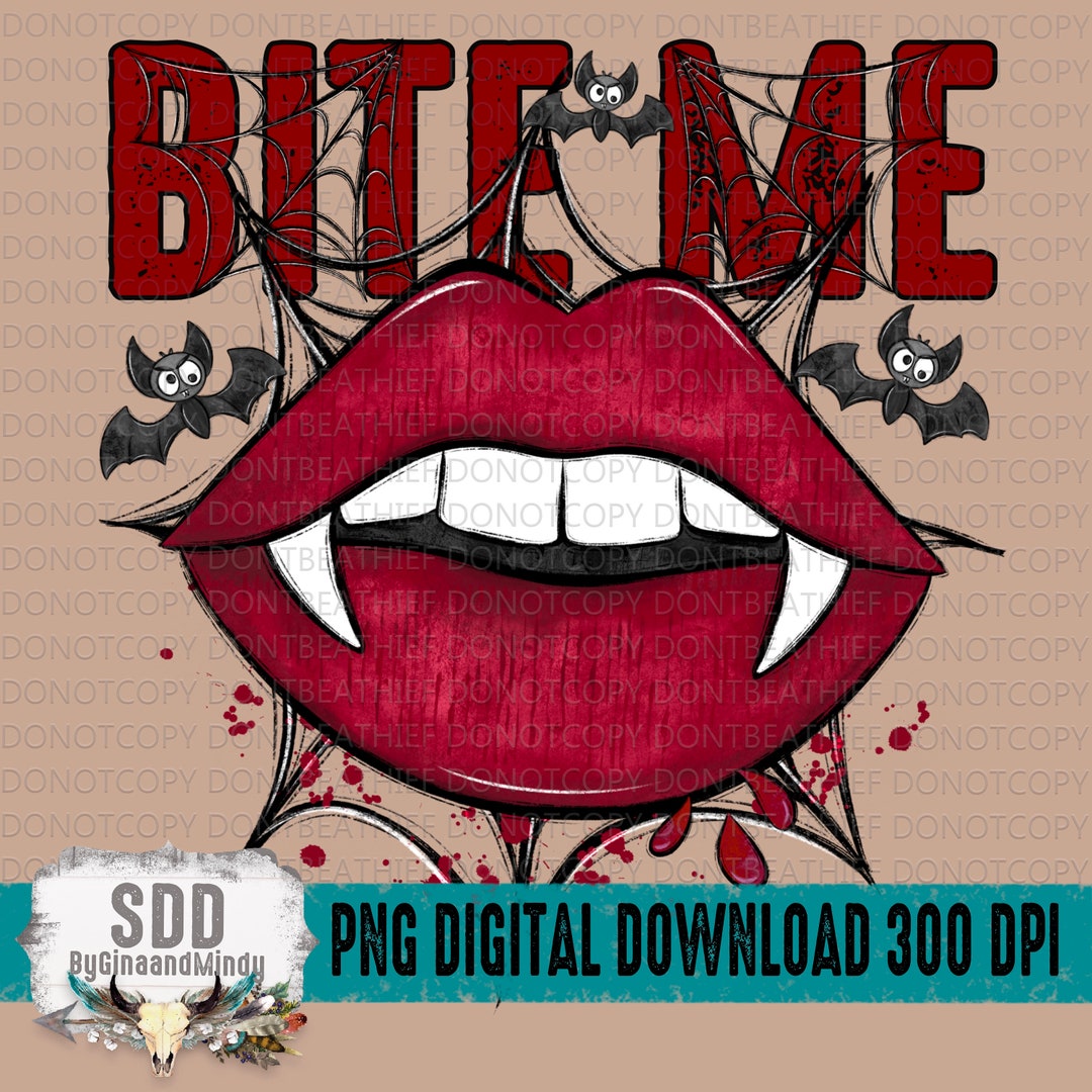 Bite Me PNG Halloween Spooky Vampire Lips (Download Now) - Etsy