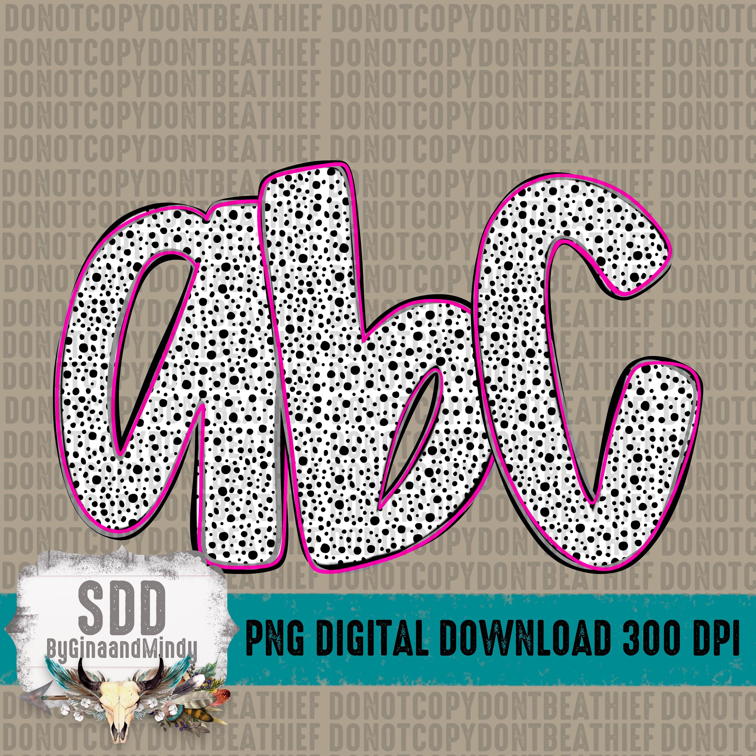 Hot Pink Black Grey Doodle Alpha PNG Bundle Set | Doodle Letters ...