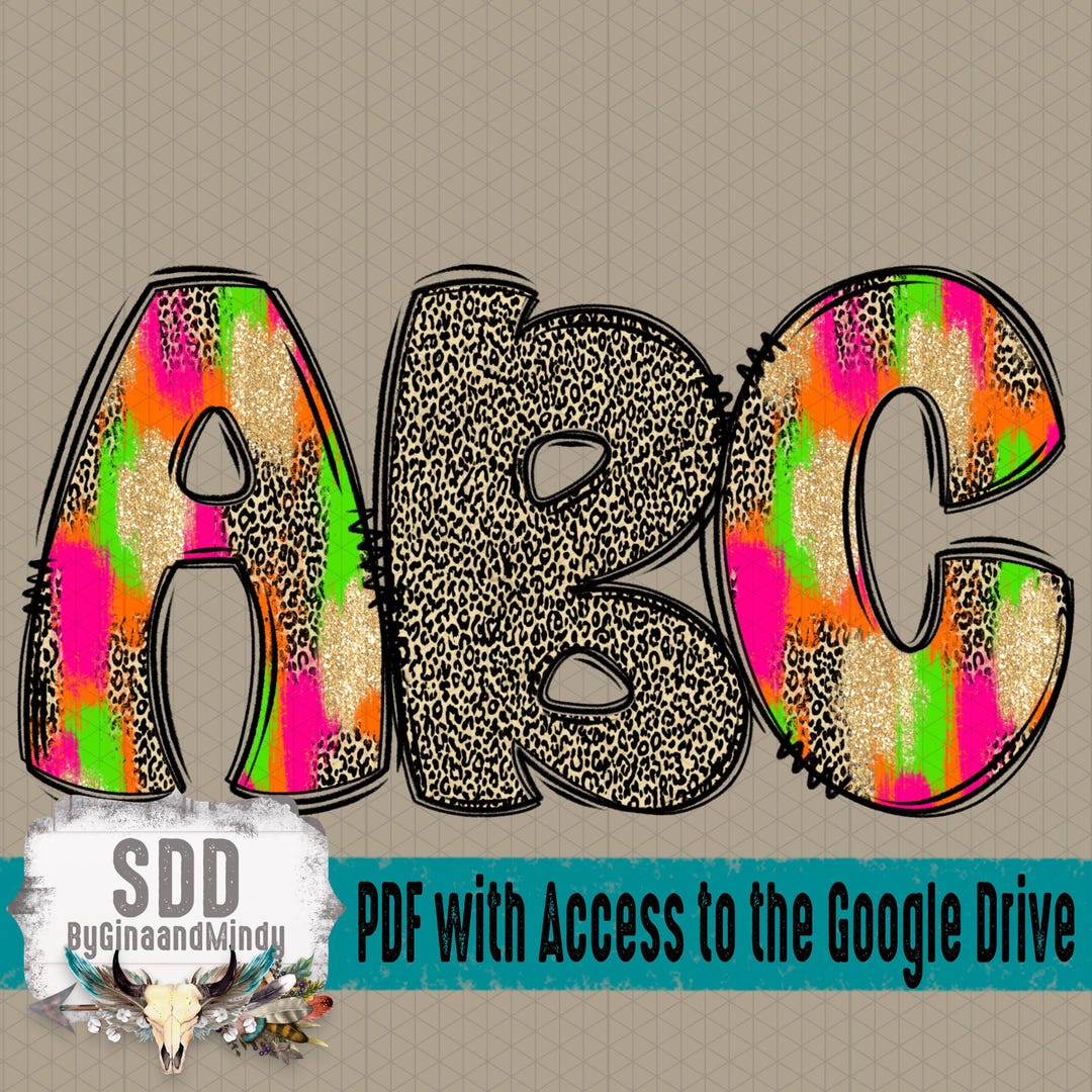 Leopard Alphabet PNG Bundle, Colorful Cheetah Print Alpha Set, Funky ...