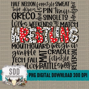 Wrestling Doodle Word Art PNG Bundle School, Pin, Win, Wrestle ...