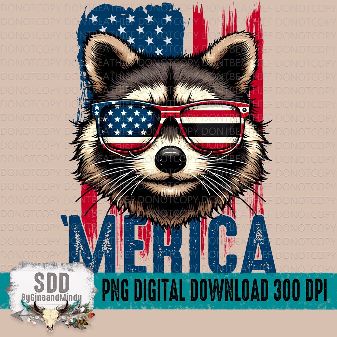 Merica' PNG | Raccoon, American Flag, America, 4th, Fourth, July, Flag ...