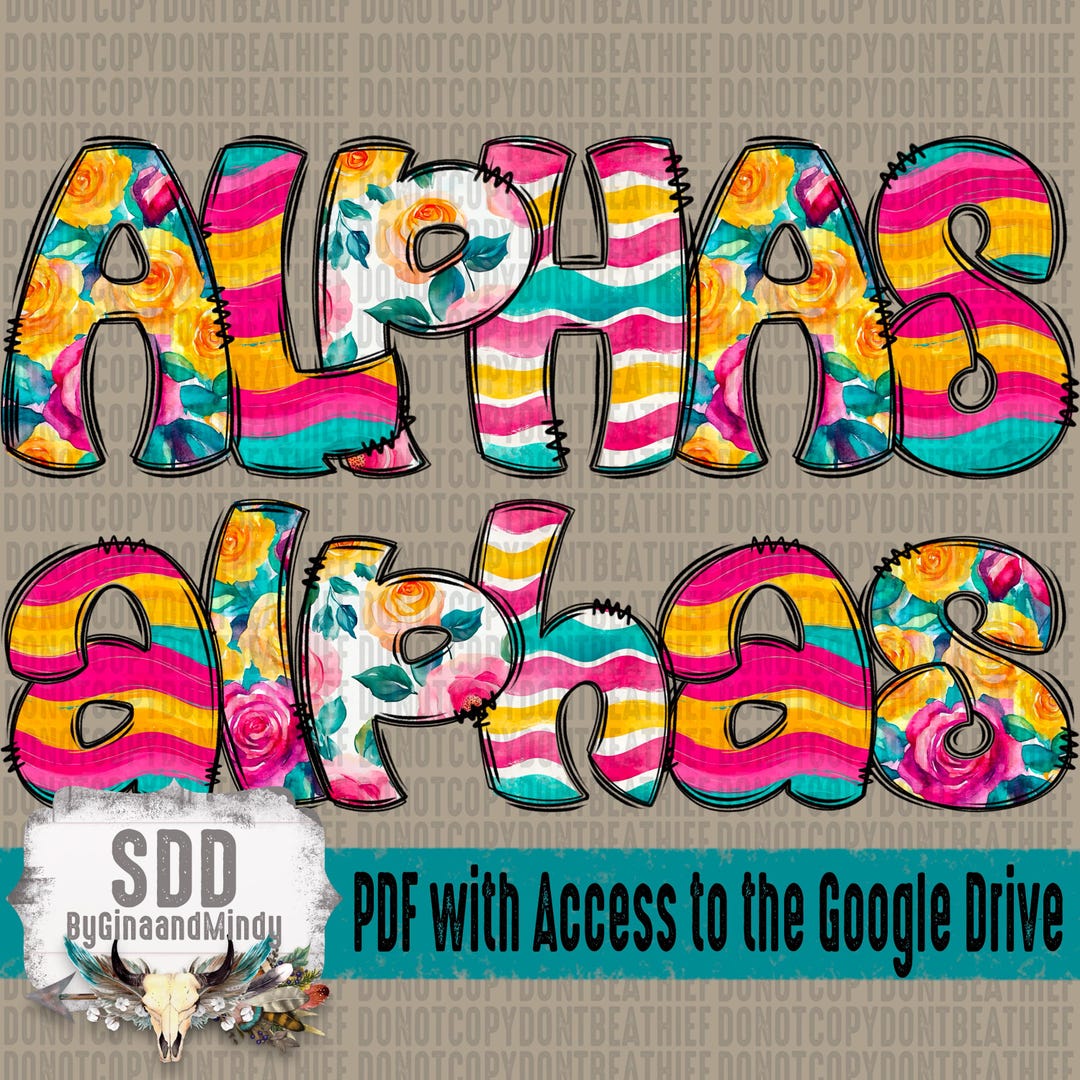 Doodle Alpha PNG Bundle Set | Doodle Letters, Muted, Floral, Florals ...