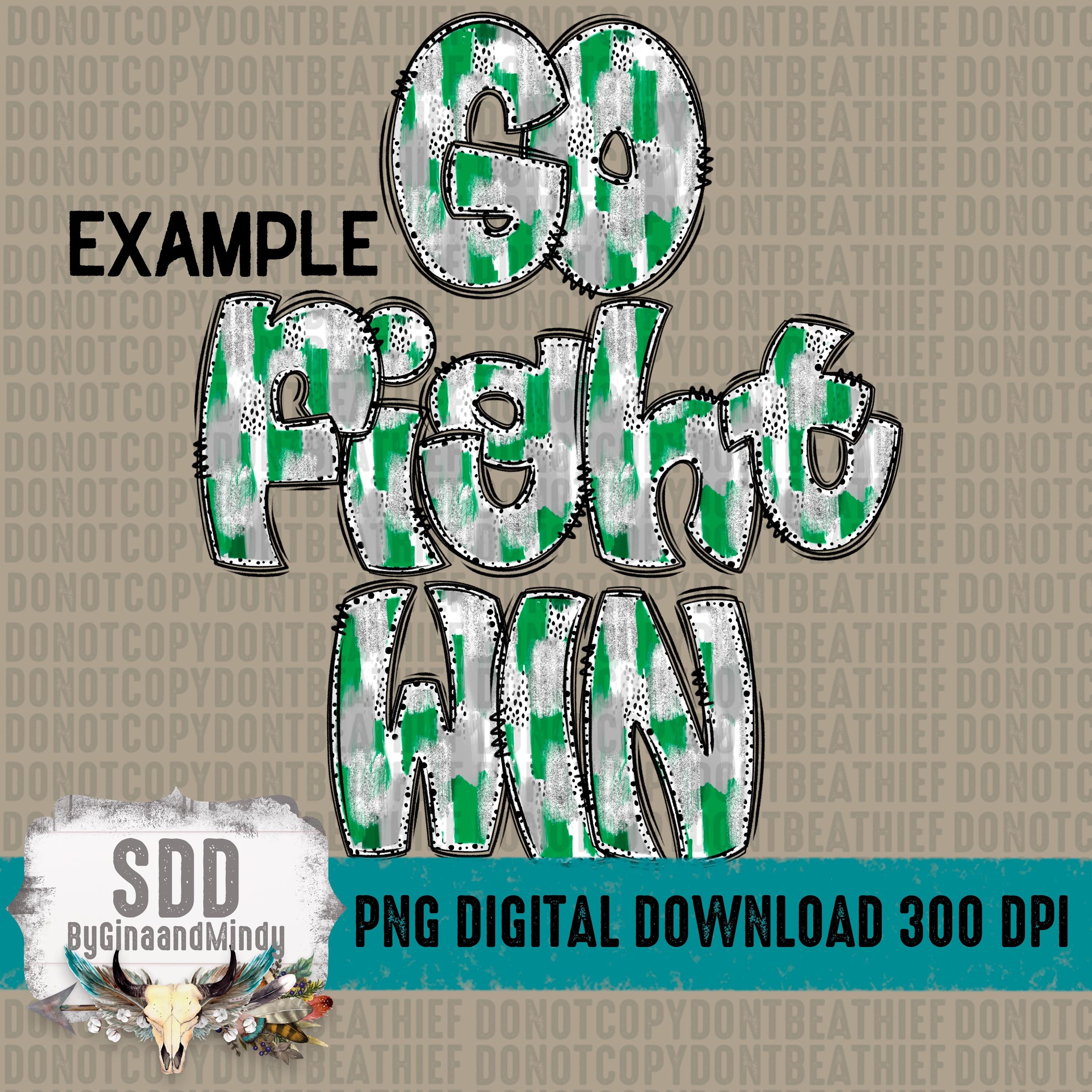 Green Spirit Doodle Alpha PNG Bundle Set | Doodle Letters, Dots, Letter ...