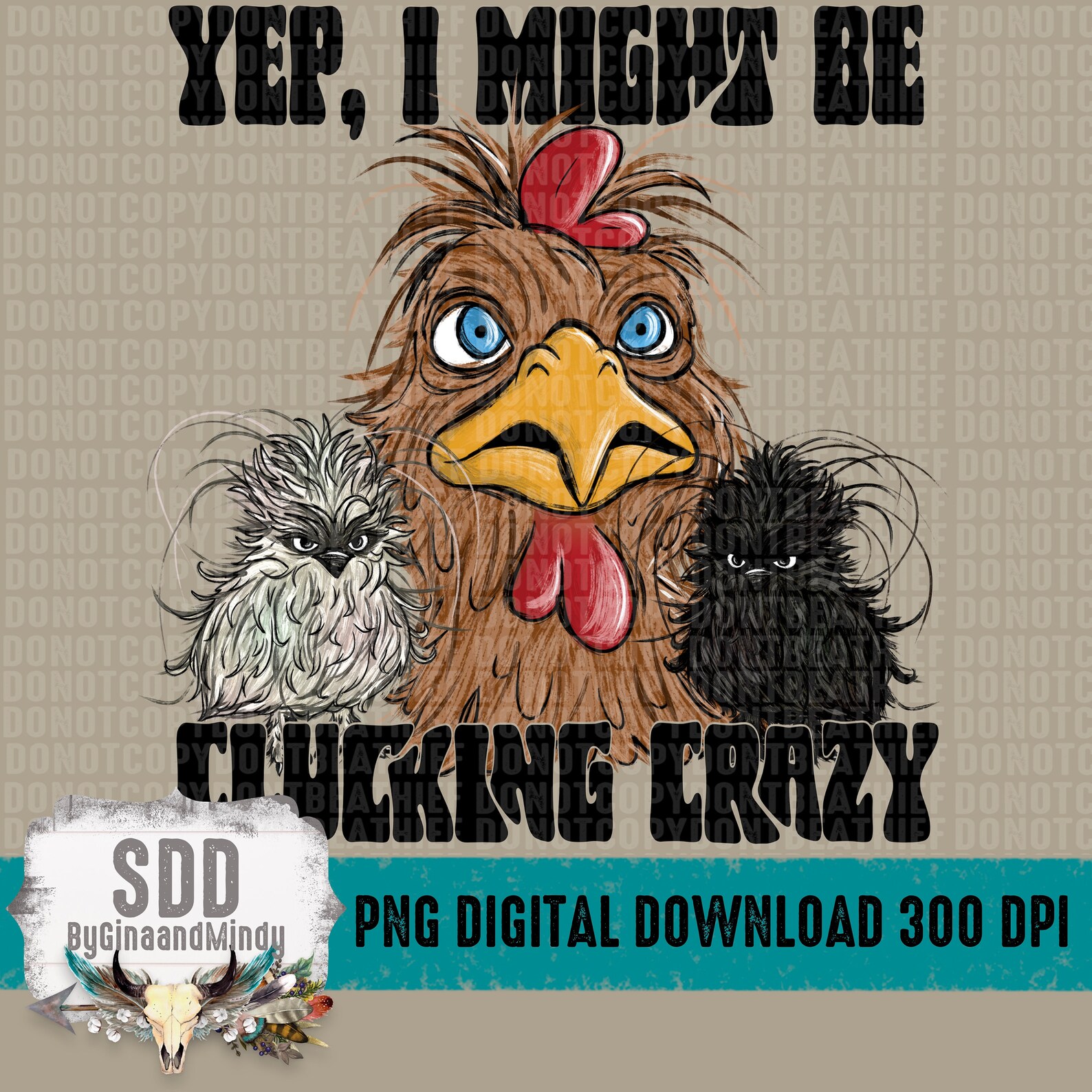 Clucking Crazy PNG Retro Country Southern Graphic - Etsy