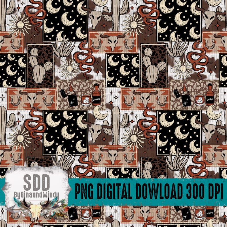 Western Seamless PNG | Desert, Southern, Country, Trendy | Fabric ...