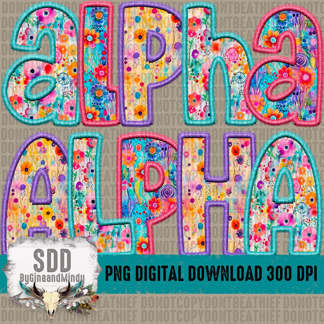 Alpha PNG Bundle Set | Faux Embroidery, Stitched, Florals, Summer ...