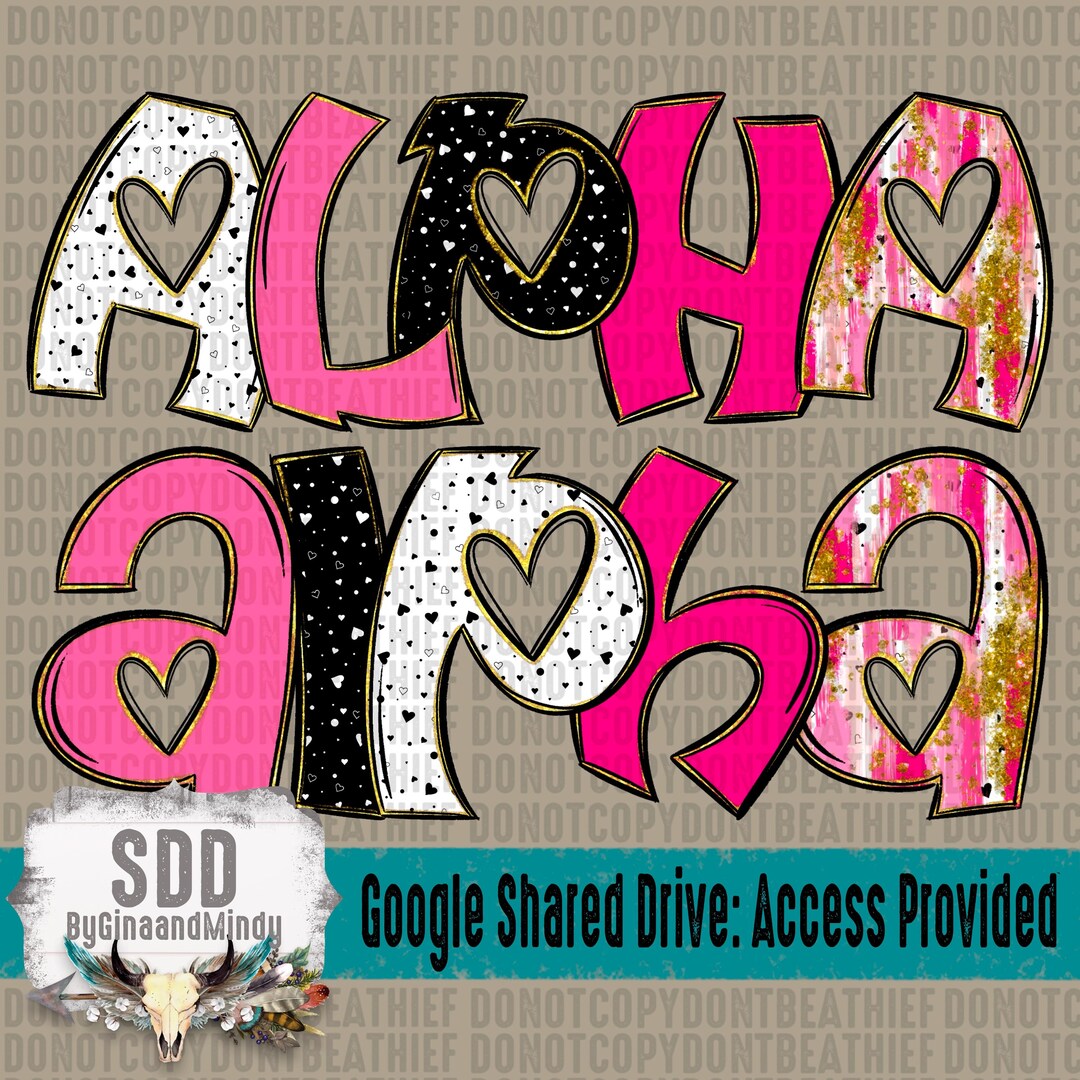 Heart Dots and Gold Doodle Alpha Set | Letters, Doodles, Glitter, Brush ...