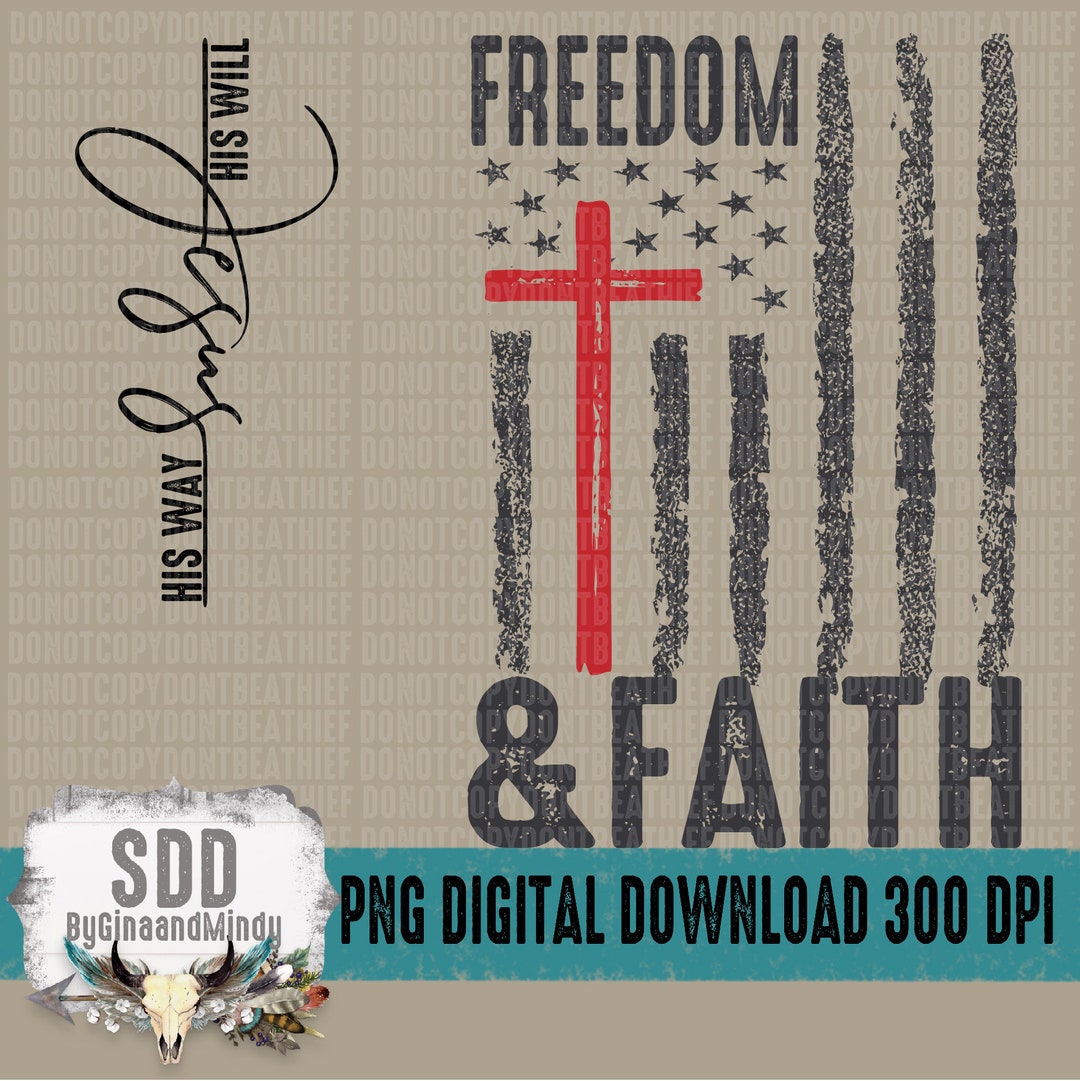 Jesus Freedom and Faith Bundle PNG, Print, Praying, Cross, Religious ...