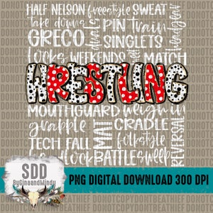 Wrestling Doodle Word Art PNG Bundle School, Pin, Win, Wrestle ...