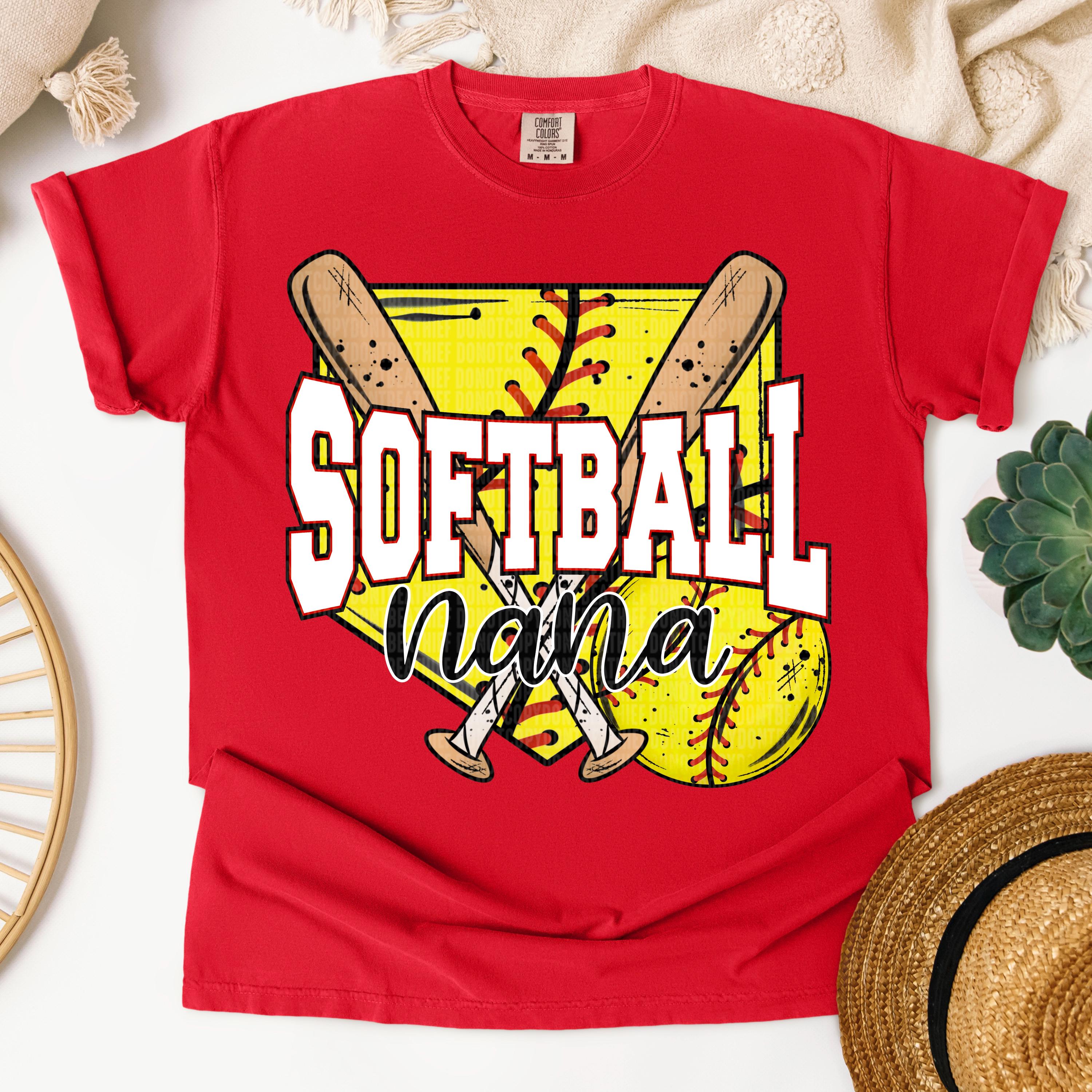 Softball Nana PNG | School, Softball, Sport Design, Plate, Ball, Bats ...