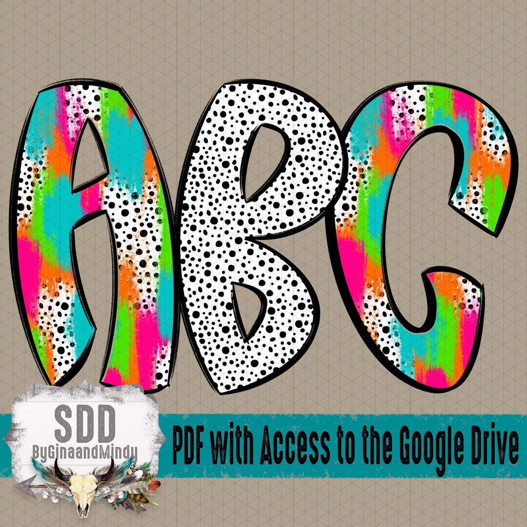 Graffiti Dot Alphabet PNG Bundle, Colorful Polka Dot Alpha Set, Funky ...