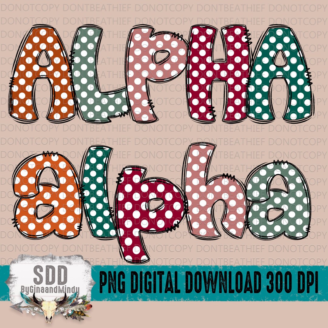 Fall Doodle Polka Dots Doodle Alpha PNG Bundle Set Letters, Letter ...