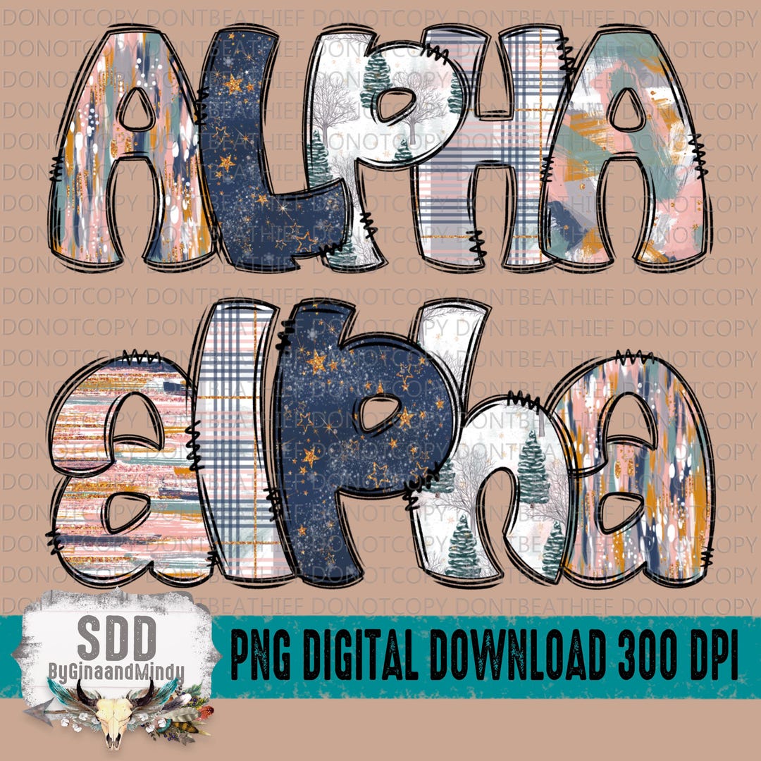 Winter Noel Doodle Alpha PNG Bundle Set | Doodle Letters, Winter, Trees ...