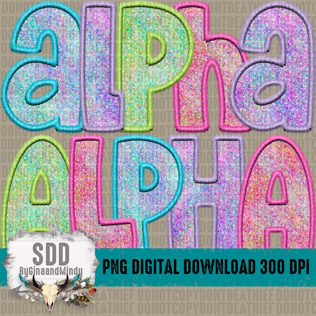 Alpha PNG Bundle Set | Faux Embroidery, Stitched, Glitter, Summer ...