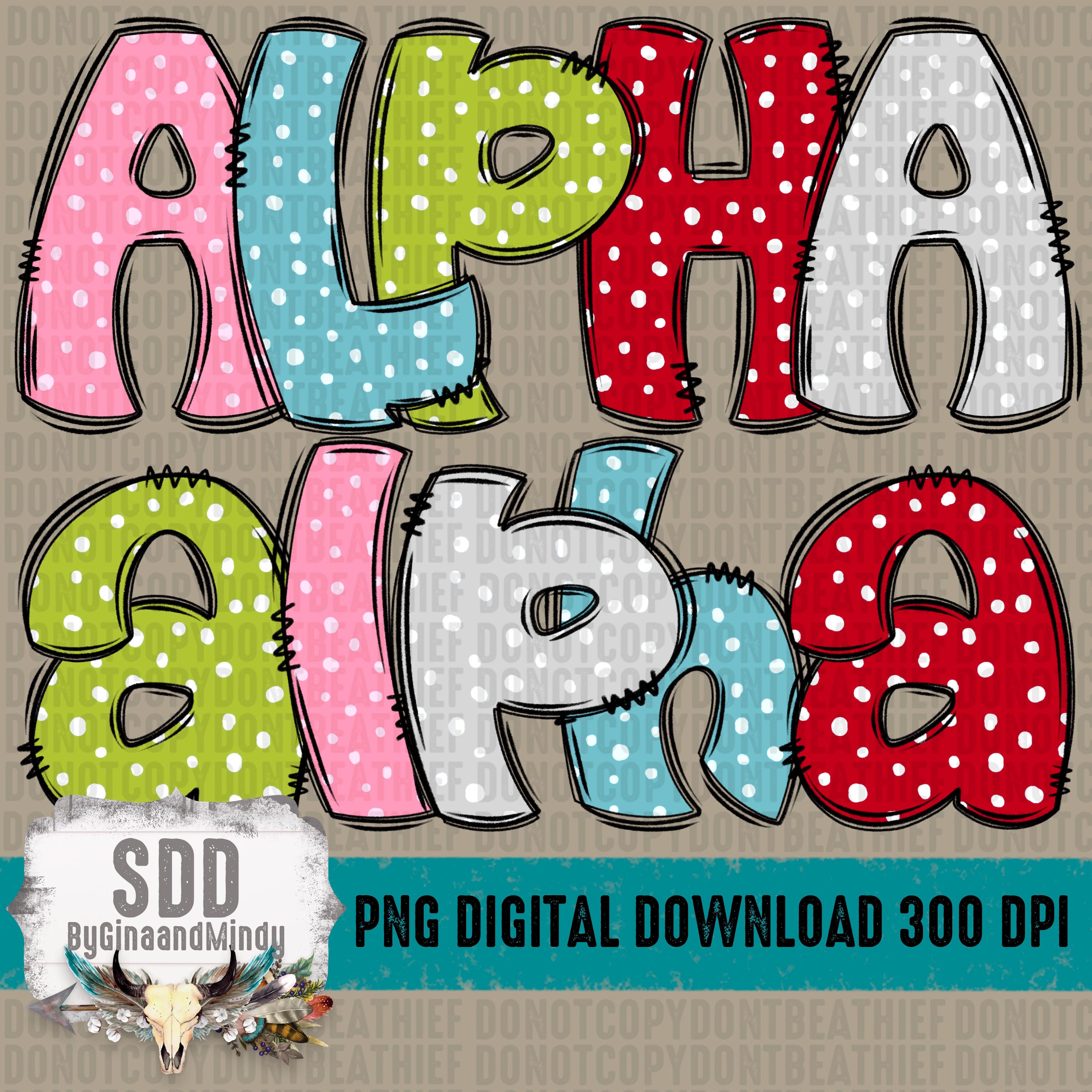 Christmas Doodle Alpha PNG Bundle Set | Doodle Letters, Dots, Letter ...