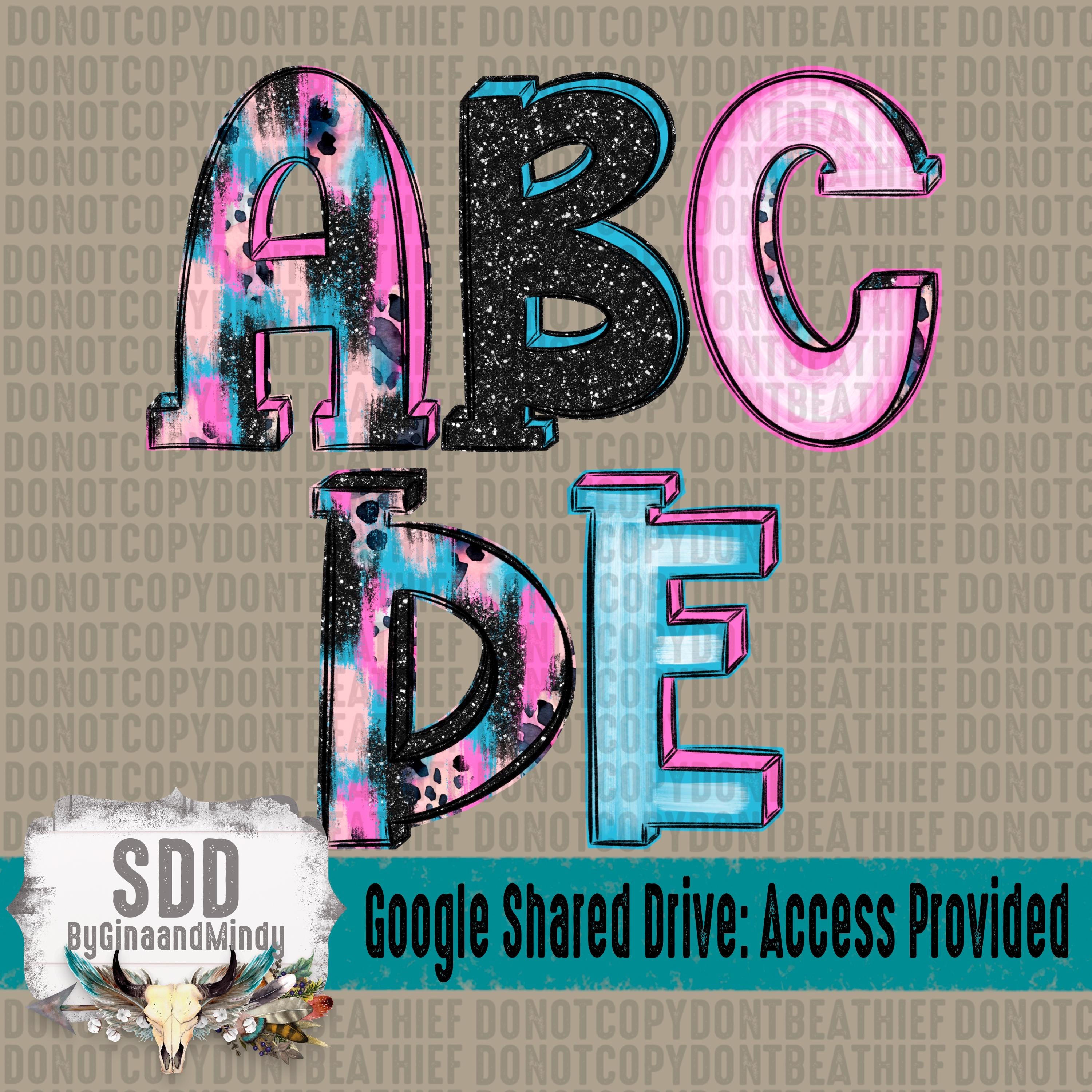 Sugar Spotted Sparkle Doodle Alpha PNG Bundle Set | Doodle Letters ...