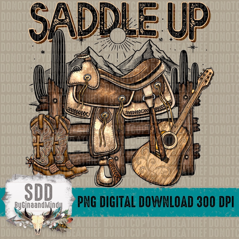 Saddle up PNG | Western, Country, Southern, Guitar, Boots, Cactus ...
