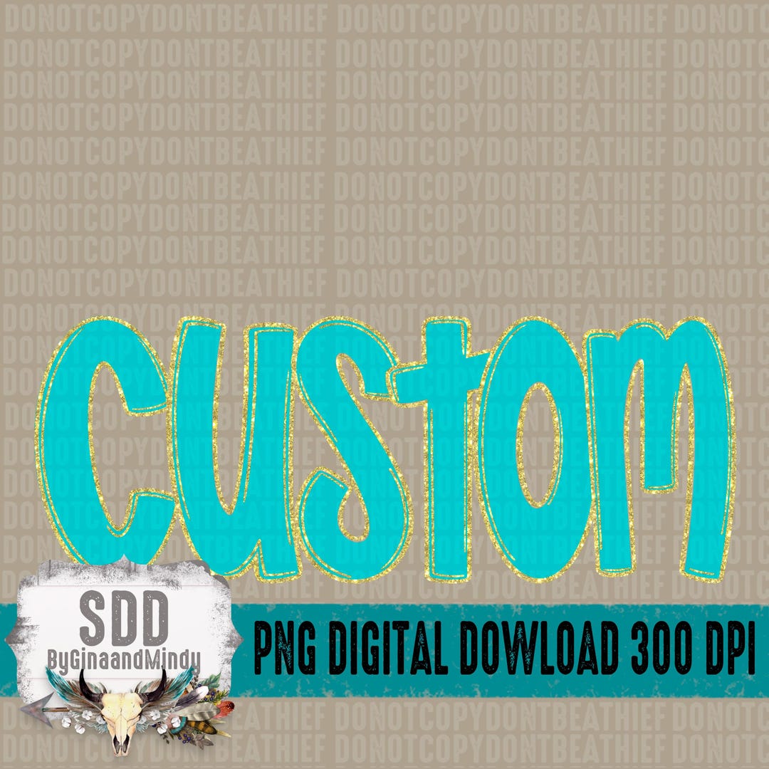 Custom Word Name PNG Trendy, Teal, Glitter, Doodle Letters, Letter ...