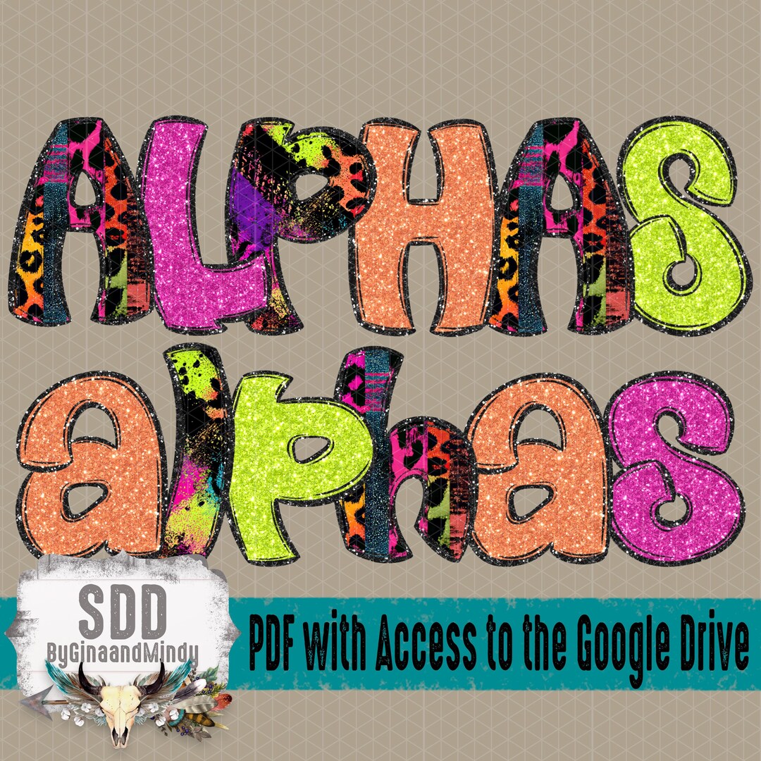Neon Leopard Glitter Alpha | Colorful Pattern Letters | Bright Alpha ...