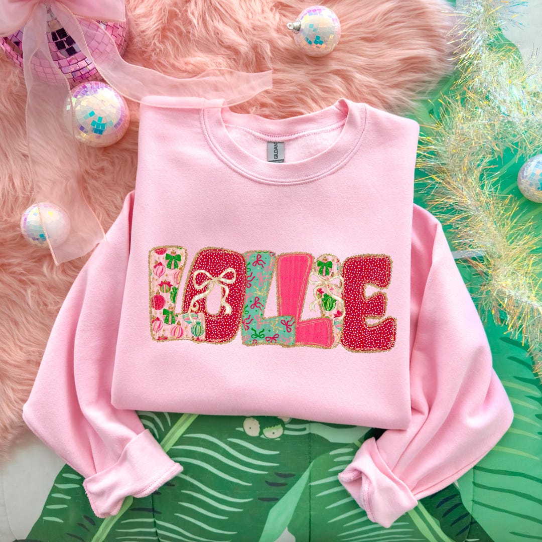 Christmas Lollie PNG Digital Design | Faux Lace Letters With Glitter ...