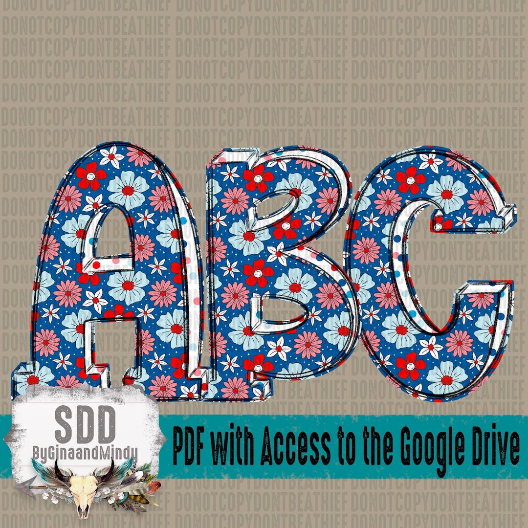 4th of July Doodle Alpha PNG Bundle Set | Doodle Letters, Doodles ...