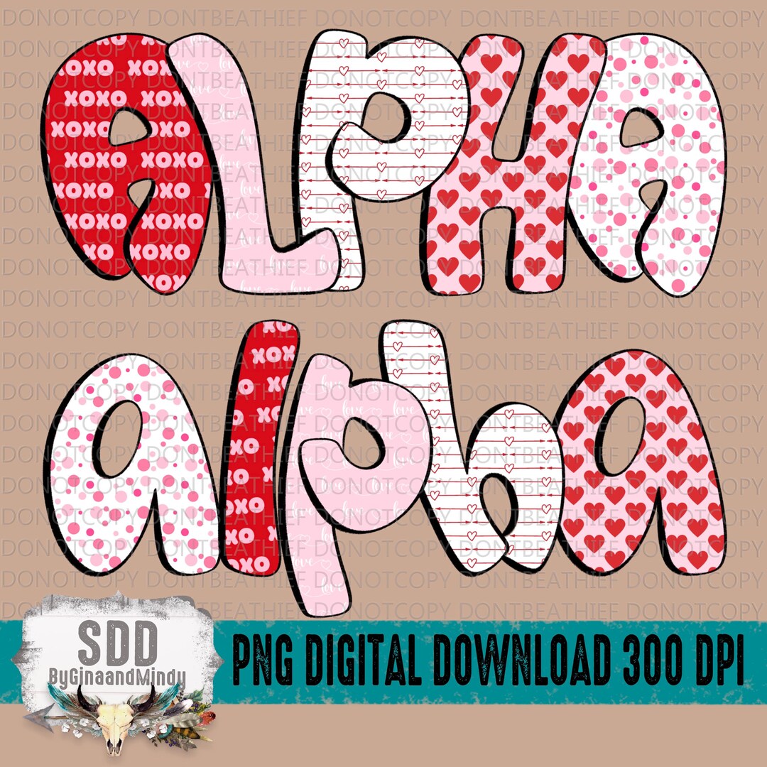 Bubble Gum Valentine Doodle Alpha PNG Bundle Set | Doodle Letters ...