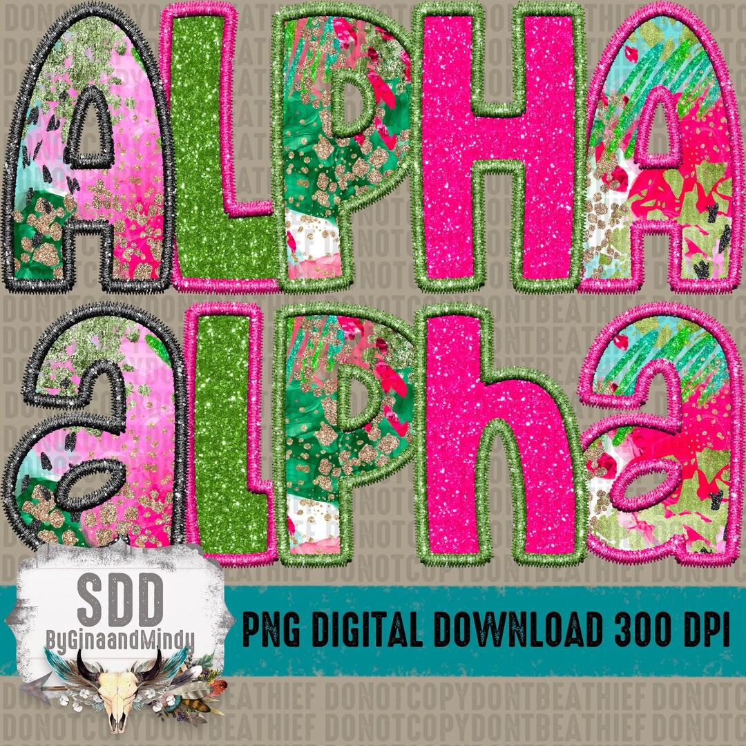 Alpha PNG Bundle Set Faux Embroidery, Stitched, Watermelon, Summer ...