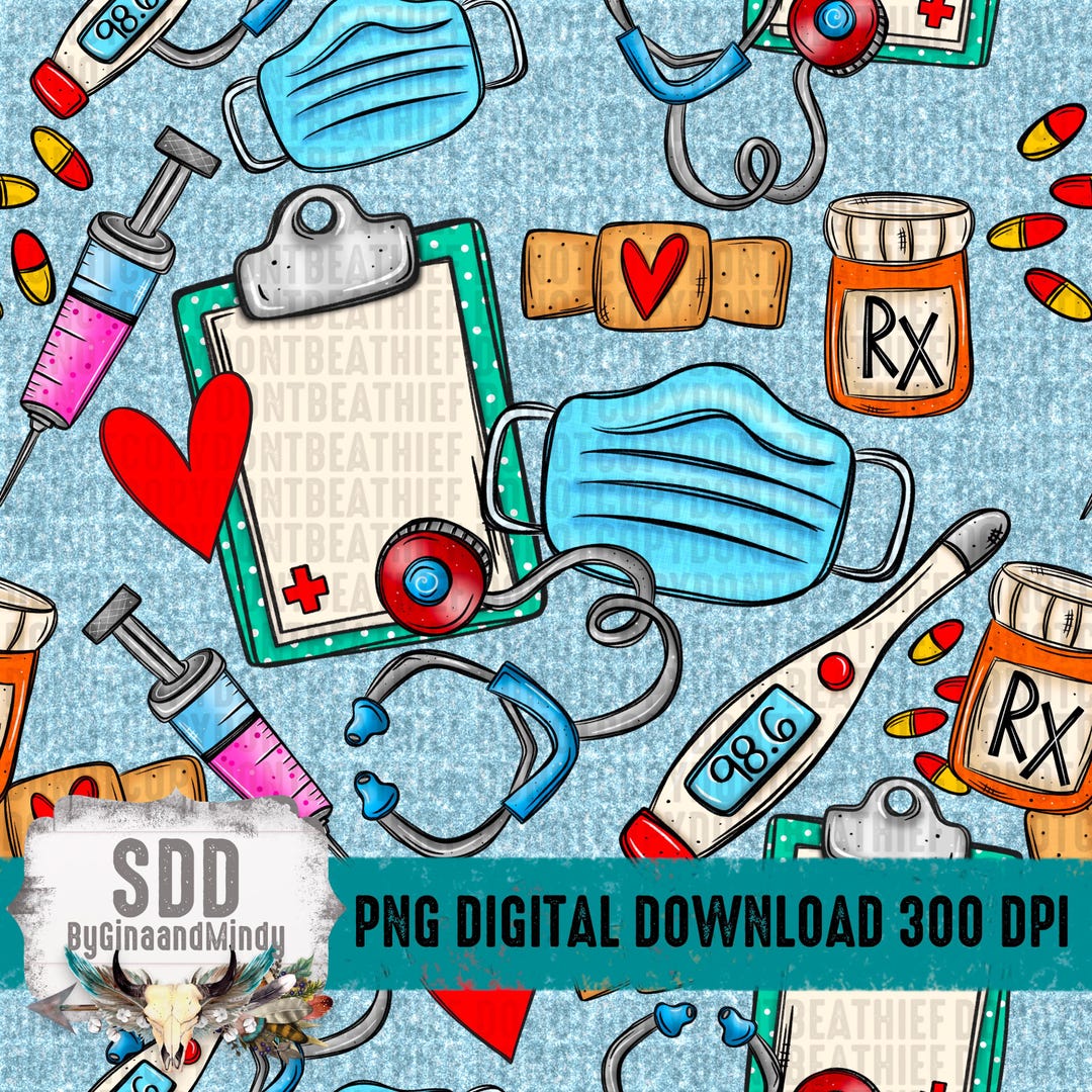 Nurse Seamless Bundle PNG | Fabric, Print, Nursing, Medical, Pattern ...